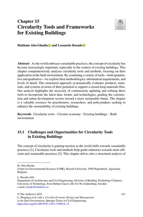 Pdf Circularity Tools And Frameworks For Existing Buildings