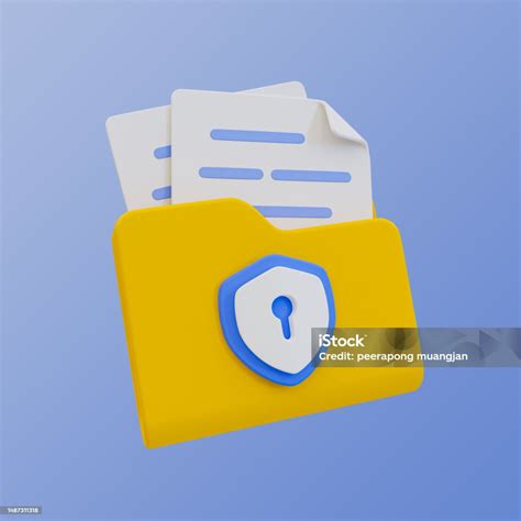 3d Minimal Data Security Concept File Protection System Folder