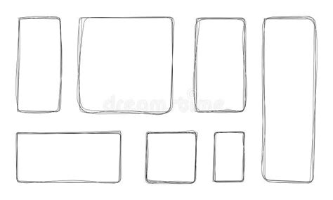 Vector Hand Drawn Rectangle Line Sketch Set Stock Vector Illustration Of Quote Pencil 347706095