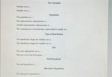 Solved Two Variables Variable One Is Variable Two Is