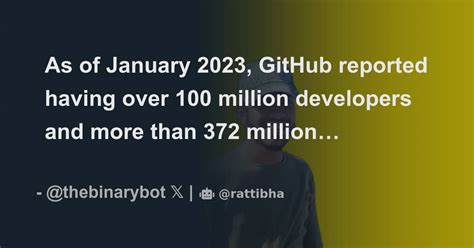 As Of January 2023 Github Reported Having Over 100 Million Developers