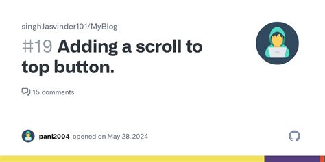 Adding A Scroll To Top Button · Issue 19 · Singhjasvinder101myblog · Github