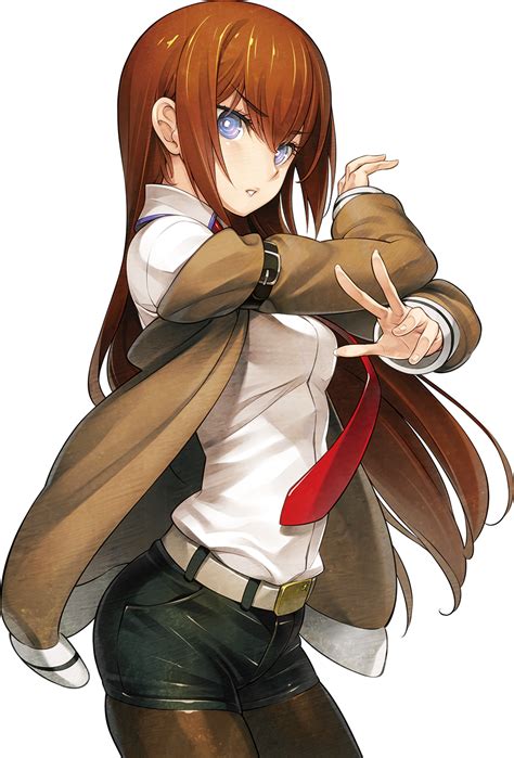 Makise Kurisu Steins Gate Highres Official Art Girl Belt Blue Eyes Brown Hair Dress
