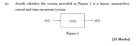 Solved A Justify Whether The System Provided In Figure 1