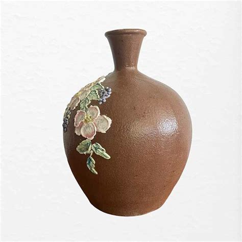 Unusual Highly Decorated Pottery Vase Bettys Retro Nz