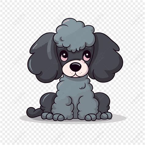푸들 클립 아트 만화 검은 푸들 강아지 앉아 만화 벡터 일러스트 레이 션 Png 일러스트 무료 다운로드 Lovepik