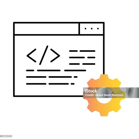 software development icon coding screen with gear representing programming and application