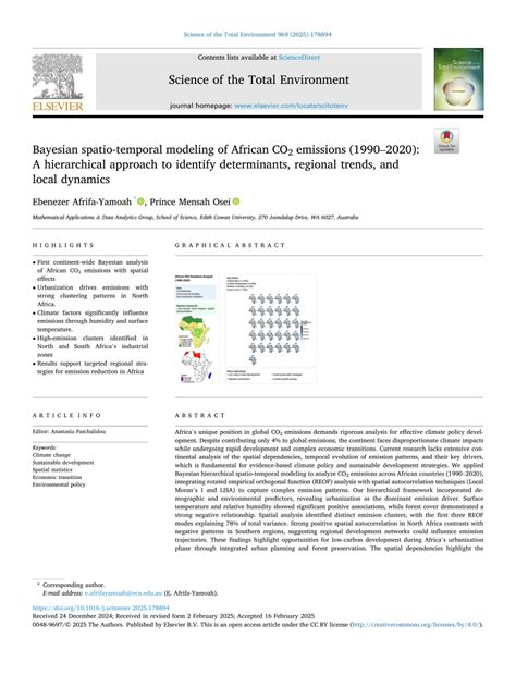 Pdf Bayesian Spatio Temporal Modeling Of African Co2 Emissions 1990 2020 A Hierarchical