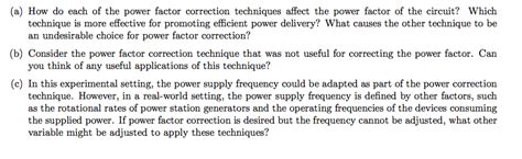 Solved A How Do Each Of The Power Factor Correction