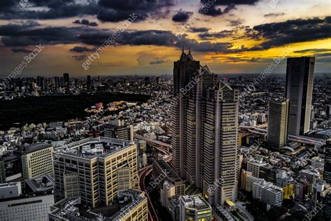 Shinjuku Of City Landscape And Sunset Visible From The Observatory Of The Tokyo Metropolitan