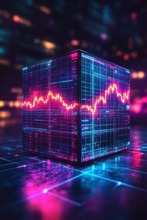 Dynamic Data Visualization With Neon Graphs Futuristic Environment Digital Art Scene Tech