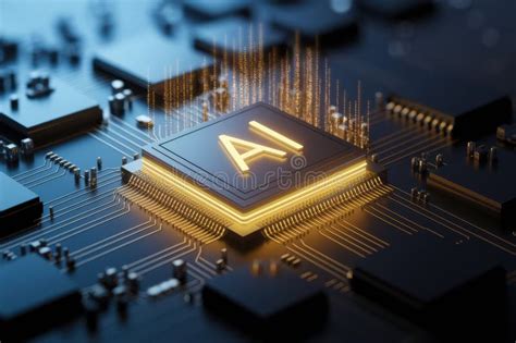 Advanced Ai Microprocessor With Holographic Data Streams Stock Illustration Illustration Of