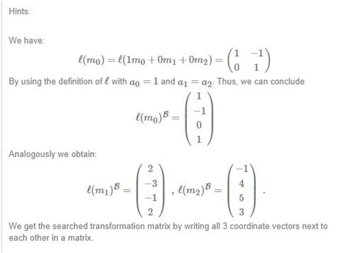 Linear Algebra Transformation Matrix Problem 2 Mathematics Stack