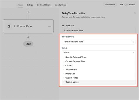 How To Use The Datetime Formatter Premium Workflow Action Highlevel Support Portal