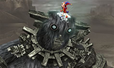Pomni Where Pomni Is Not On Tumblr Pomni On Top Of Gaius S Head From Shadow Of The Colossus