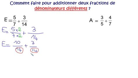 Additionner Des Fractions Qui Nont Pas Le Même Dénominateur Youtube