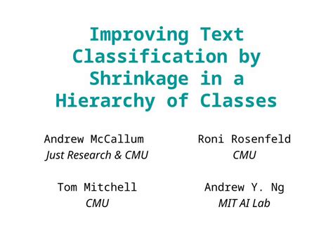 ppt improving text classification by shrinkage in a hierarchy of