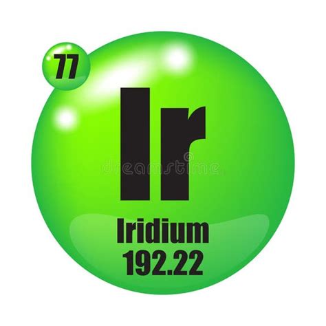 Iridium Icon Ir Chemical Element Atomic Number 77 Mass 192 22 Green Sphere Stock Vector