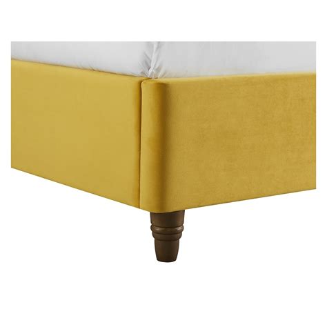 Lpd Lexie Double Bed In Mustard Yellow Velvet Furniture123