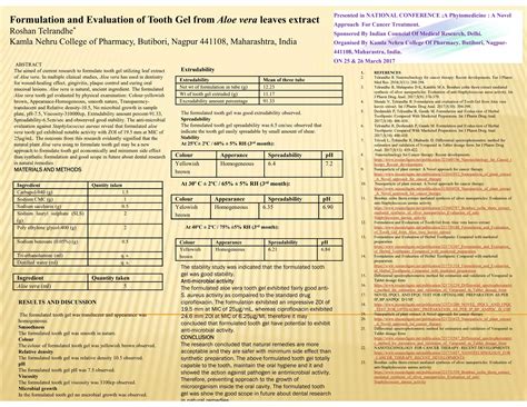Formulation And Evaluation Of Tooth Gel From Aloe Vera Leaves Extract Ppt