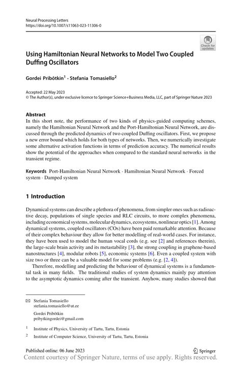 using hamiltonian neural networks to model two coupled duffing