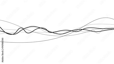 Abstract Curved Black Long Lines On White Curve Wave Seamless Pattern