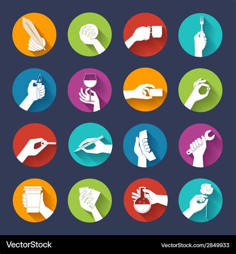 Hand Holding Objects Flat Set Royalty Free Vector Image