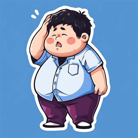 Premium Photo Sticker Anime Boys Fat Cute Chubby Cartoon With Bold