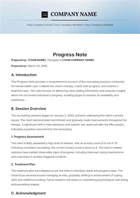 Free Counseling Progress Note Template To Edit Online