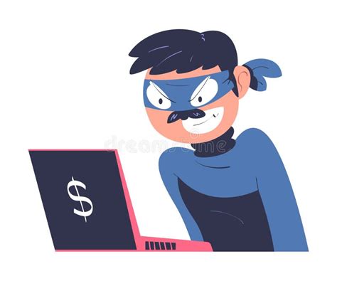 Masked Cyber Thief Hacking Computer And Stealing Data Cyber Security And Crime Spy Access