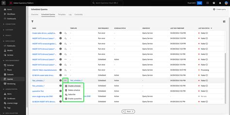 Monitor Scheduled Queries Adobe Experience Platform