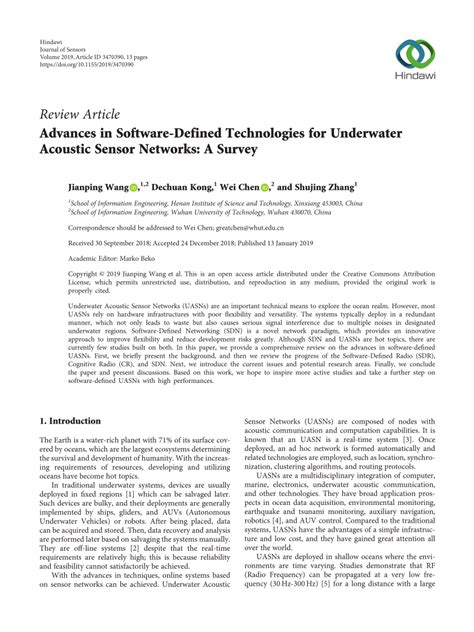 Pdf Advances In Software Defined Technologies For Underwater Acoustic Sensor Networks A Survey