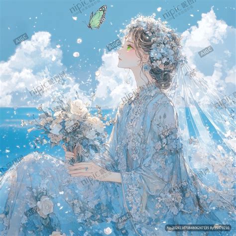 Ai创作图蓝色系冷淡风童话卡通 插画梦幻女孩 唯美意境少女插画 蓝色系女孩手绘 插画女孩与蝶 仙气女孩插画 蓝色浪漫温柔 轻纱惊艳古风唯美 唯美插画插画 蓝色系插画 蓝色系手绘插画 唯美风插画