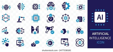 Artificial Intelligence Icon Set Containing Machine Stock Vector