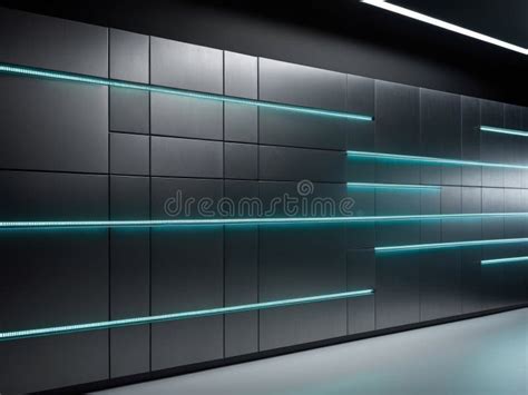 Futuristic Metal Wall Texture With Panels And Lights For Backgrounds Stock Image Image Of