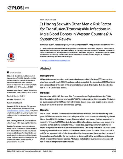 Pdf Is Having Sex With Other Men A Risk Factor For Transfusion