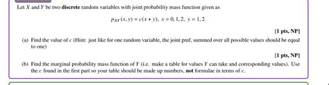 Solved Let X ﻿and Y ﻿be Two Discrete Random Variables With