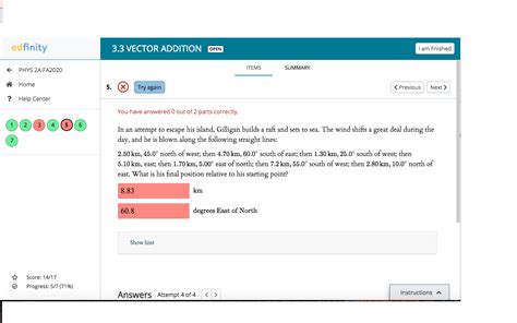 Solved Edfinity 33 Vector Addition Open I Am Finished Items