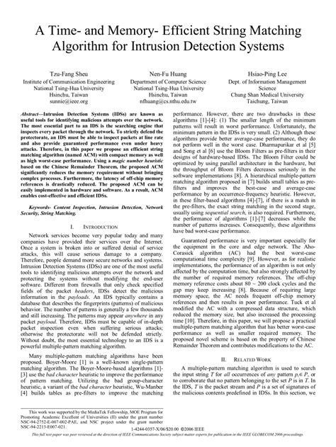 Pdf A Time And Memory Efficient String Matching Algorithm For Intrusion Detection Systems