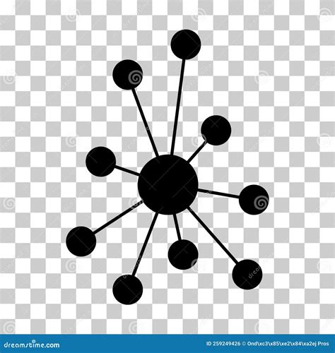 Hub Flat Network Icon Connect Structure Vector Symbol Isolated Background Technology System