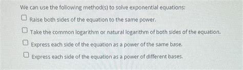 Solved We Can Use The Following Method S To Solve Chegg