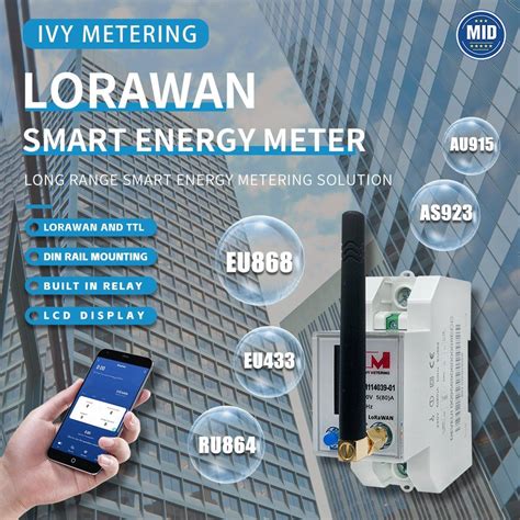 Em114039 01 Single Phase Three Phase Lora Kwh Meter Lorawan Smart Meter Din Rail Iot Lora Meter