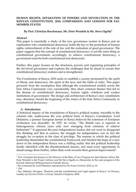 Pdf Human Rights Separation Of Powers And Devolution Konrad