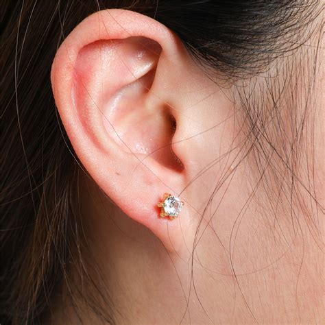 Wholesale New 6mm Round Cut Earrings 18k Gold Feelstylejewelry