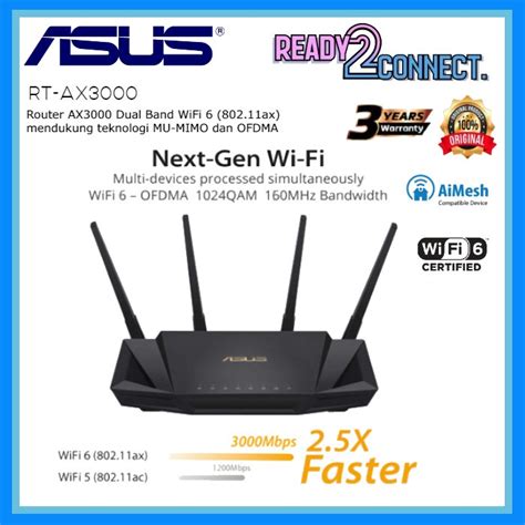 Jual ASUS RT AX3000 Router AX3000 Dual Band WiFi 6 802 11ax MU MIMO Shopee Indonesia