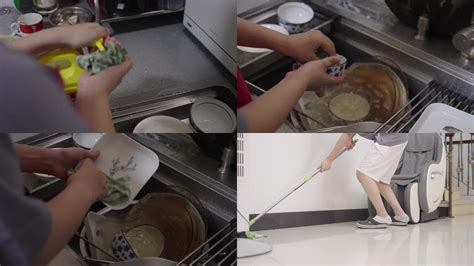 【4k 原创】小朋友在家里帮妈妈做家务 视频素材下载