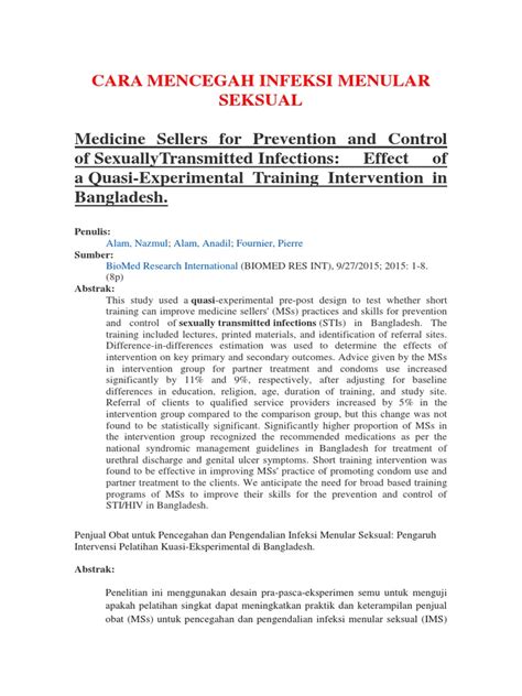 Cara Mencegah Infeksi Menular Seksual Pdf Safe Sex Sexually Transmitted Infection