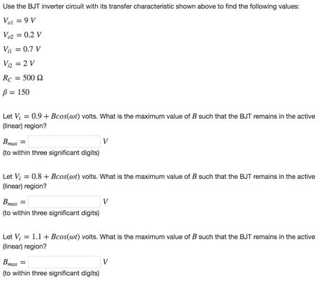 Solved Use The Bjt Inverter Circuit With Its Transfer