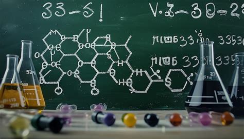 Fórmulas Y Ecuaciones Químicas En Una Pizarra En Un Laboratorio Que Muestran Investigaciones Y