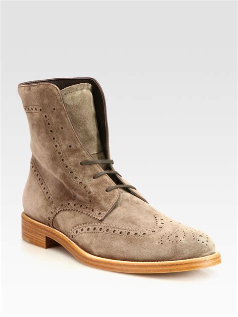 Lyst Tods Suede Wingtip Boots In Brown For Men